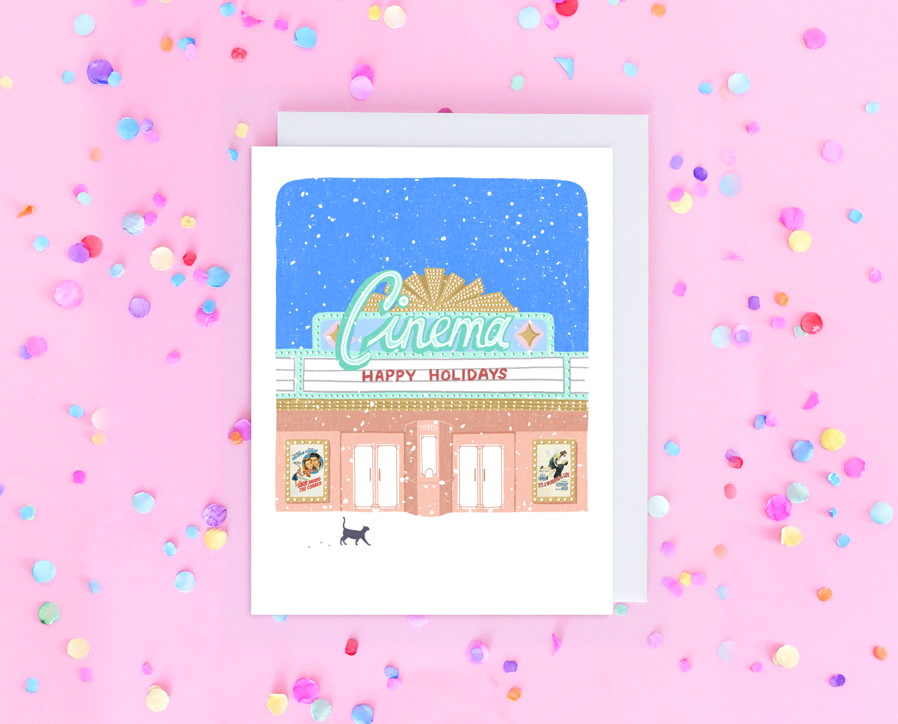 Cinema Cat Christmas card – kate gabrielle