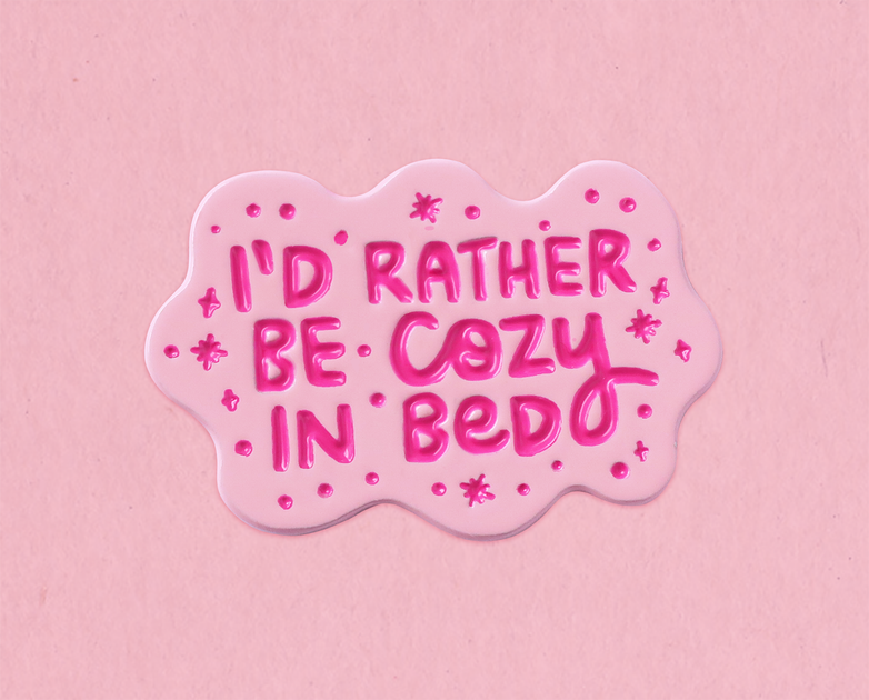 Cozy in Bed enamel lapel pin – kate gabrielle