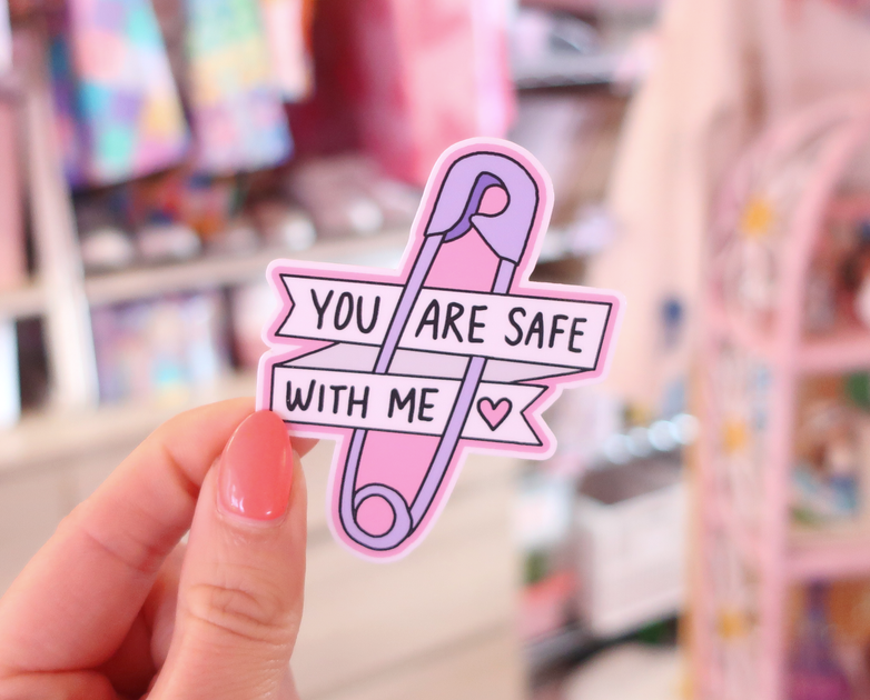 Safe with me sticker – kate gabrielle