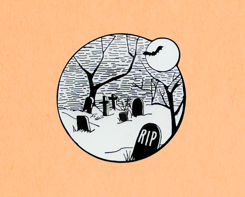 Glow in the dark Halloween graveyard enamel lapel pin – kate gabrielle