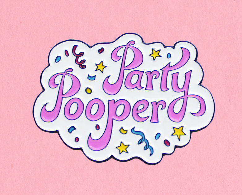 Party pooper enamel lapel pin – kate gabrielle